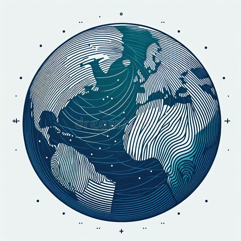Stylized Planet Earth in Topographic Style Stock Illustration ...