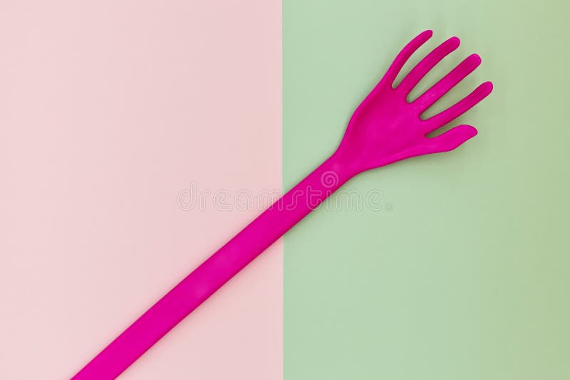Stylized Plastic Hand Isolated on Palette Color Background Stock Image ...