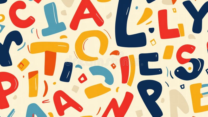 Stylized Playful Pattern Featuring Colorful Alphabet Letters in a Fun ...