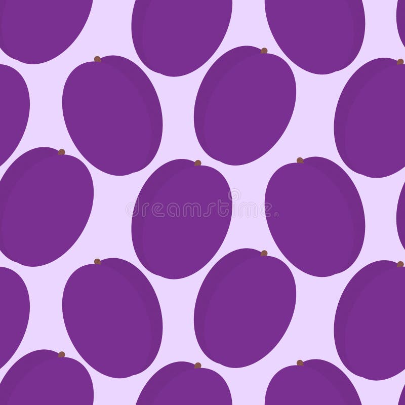 Stylized Plums Seamless Pattern in Trendy Purple. Summer Fruit ...