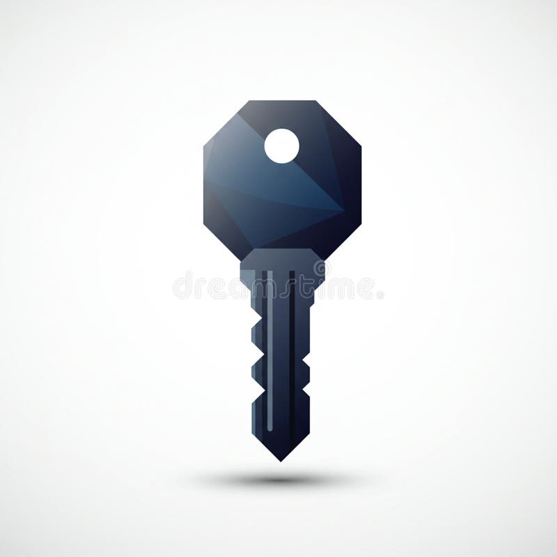 A Stylized, Polygonal Key Illustration Features a Geometric, Octagonal ...