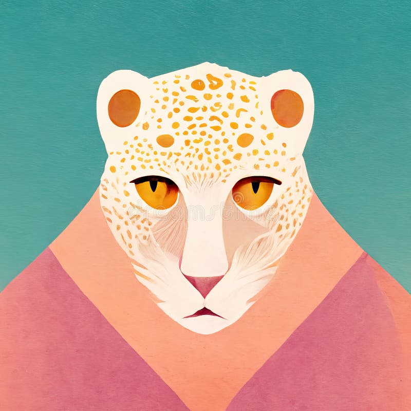 Stylized Portrait of a Leopard. Brutal Leopard Stylized Portrait. Close ...
