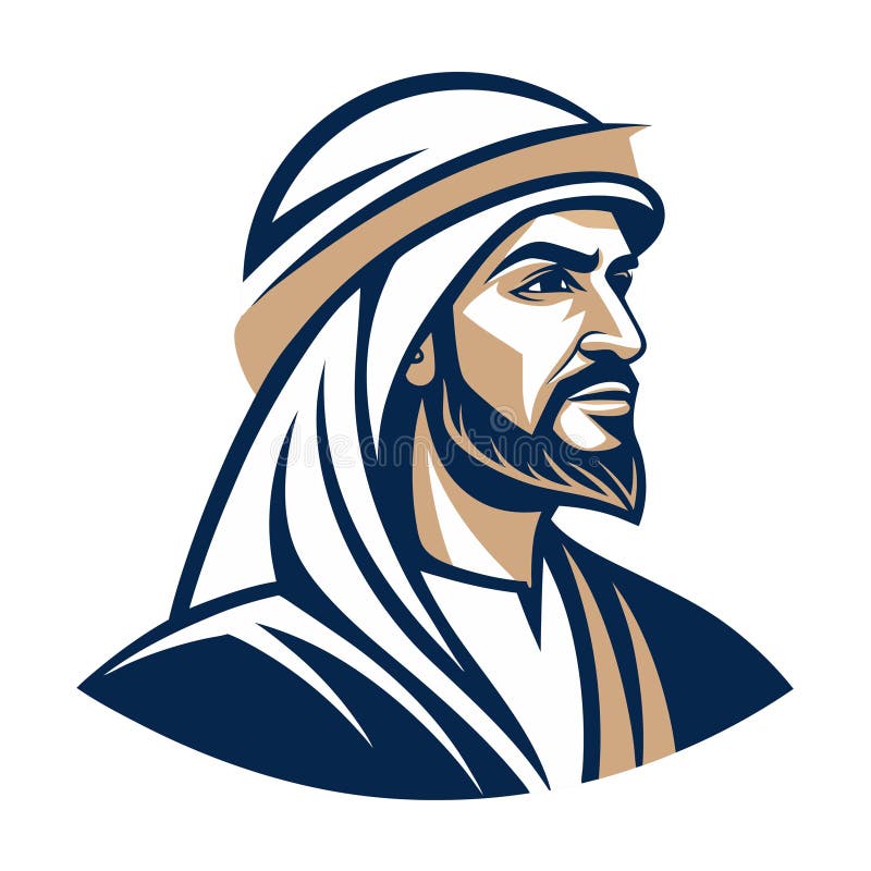 Stylized Portrait of a Middle Eastern Man in Traditional Attire Vector ...