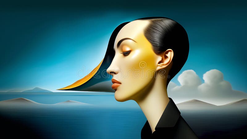 Stylized Portrait of a Woman with Elongated Features. Stock ...