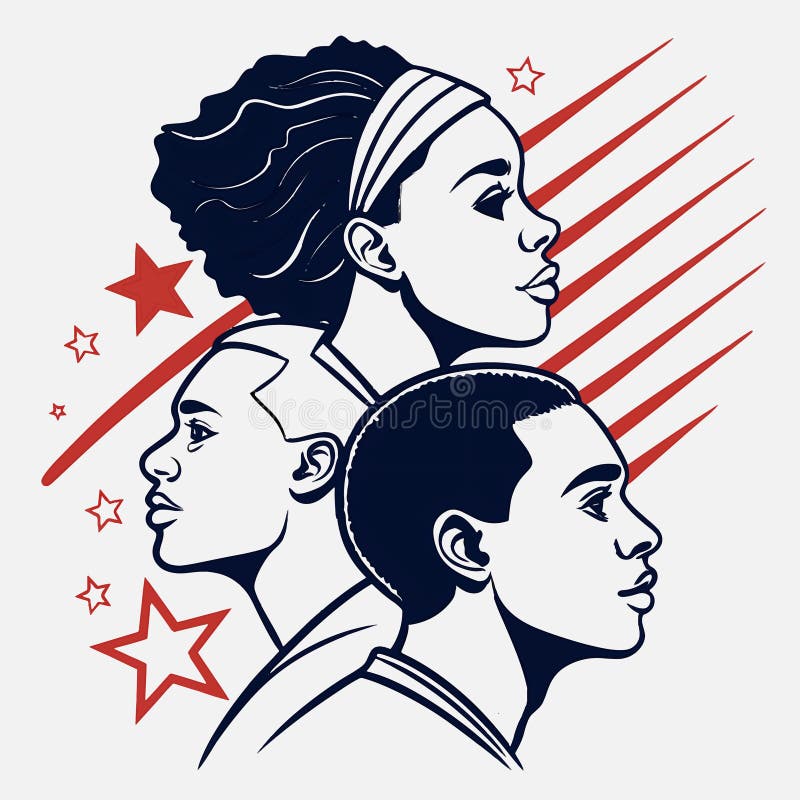 Illustration of Three Figures with Stars and Stripes Symbolizing Unity ...
