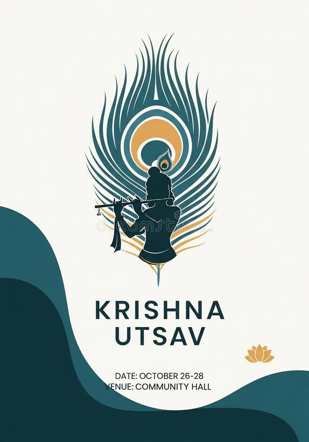 Krishna Utsav Festival Poster Design Stock Illustration - Illustration ...
