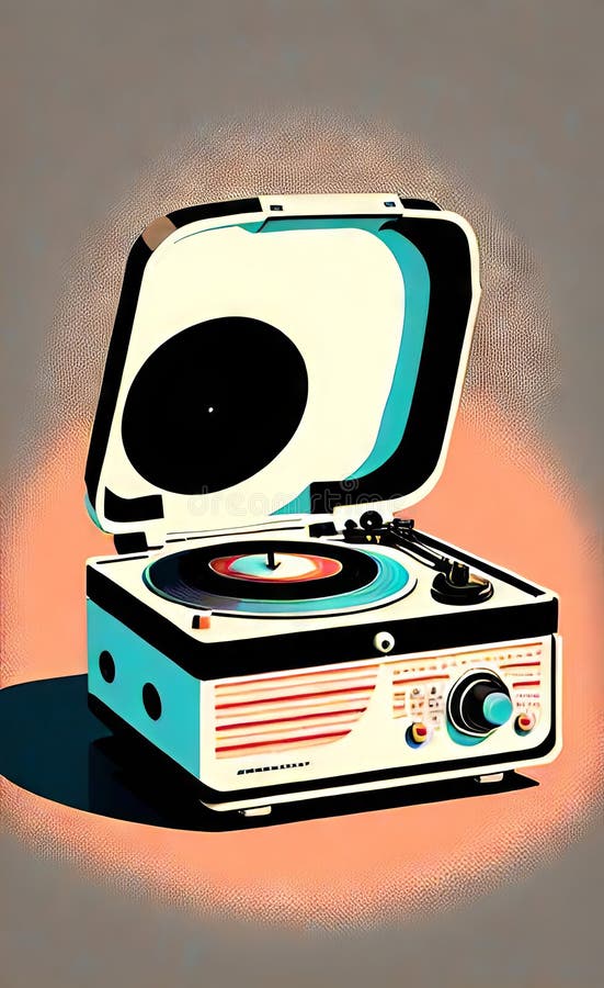 A Stylized Poster from an Old Music Player on Vinyl Discs. AI Generated ...