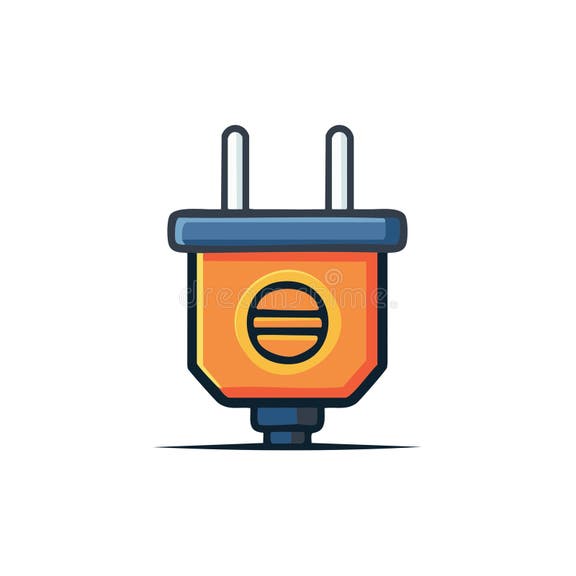 Stylized Power Plug Vector Icon Illustration with Two Prong Outlet for ...