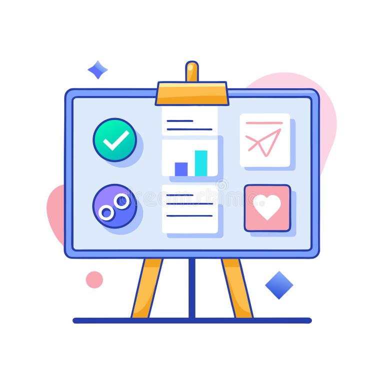 Stylized Presentation Board with Icons Displaying Business Project ...