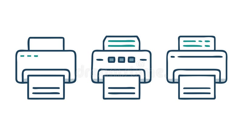 Stylized Printer and Printing Process Icons for Digital Projects ...