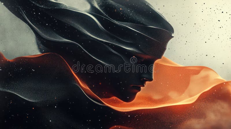 A Stylized Profile of a Figure with Flowing Elements, Evoking Emotion ...