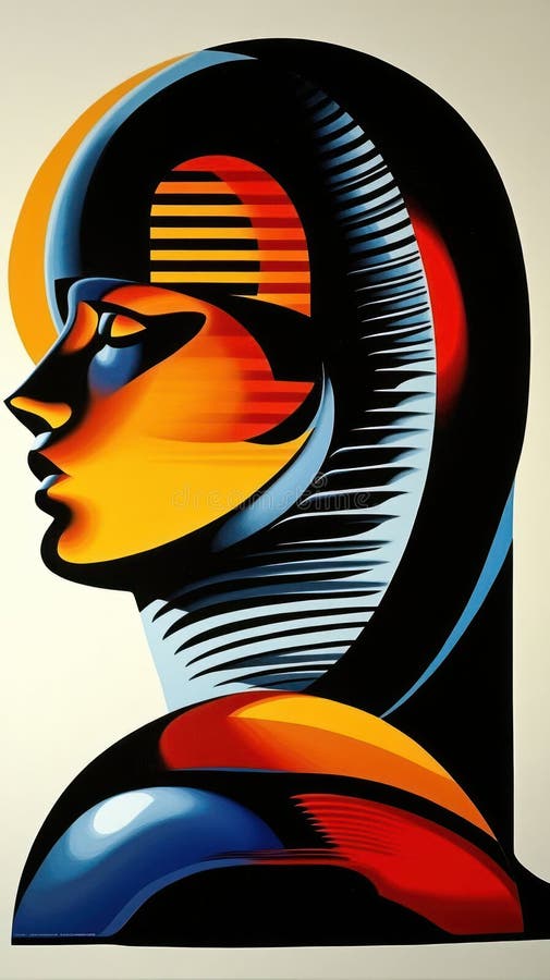 A Stylized Profile of a Human Head with Vibrant Colors and Geometric ...