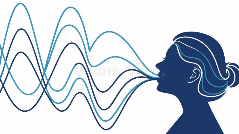 Stylized Profile with Sound Waves, Voice and Communication, Vector ...