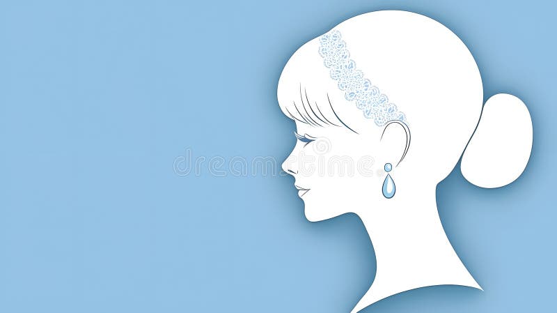 Stylized Profile of a Woman on a Blue Background. Stock Illustration ...