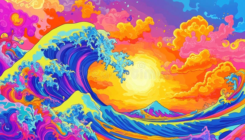 Stylized Psychedelic Hippie Wave Stock Image - Image of hippie, wave ...