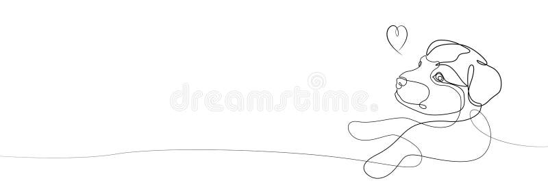 Stylized Puppy and Heart, Vector Line Drawing Stock Illustration ... Stylized Puppy and Heart, Vector Line Drawing Stock Illustration ...