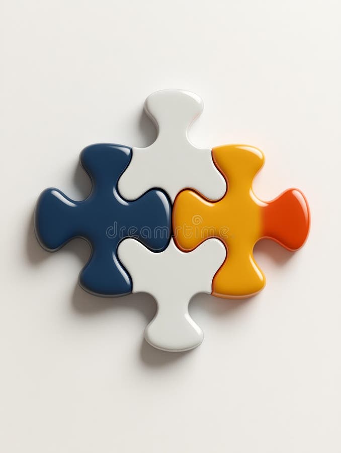 Stylized Puzzle Pieces Vibrant Color Design Connecting Ideas Teamwork ...