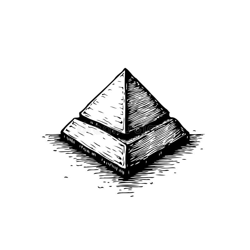 Stylized Pyramid Illustration with Textured Shading and Geometric ...