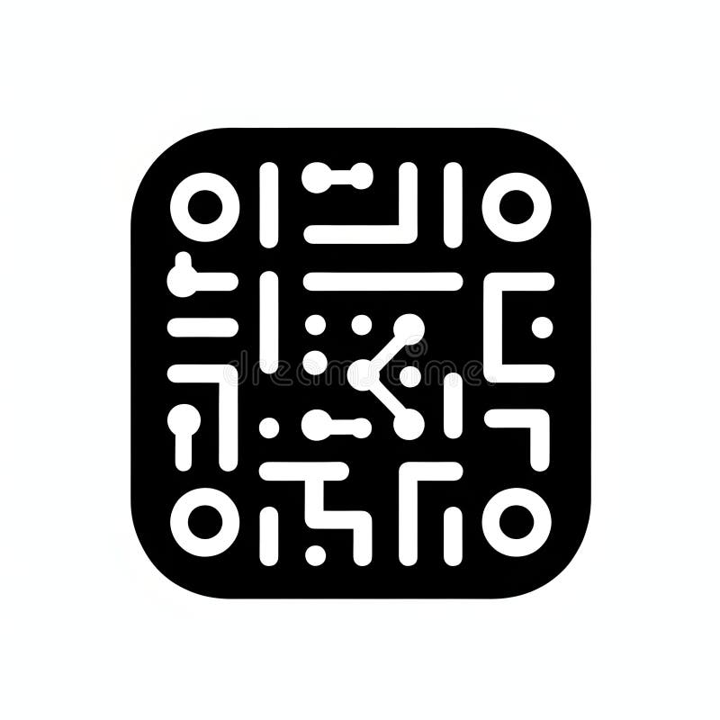 A Stylized QR Code Icon with a Futuristic, Circuit-like Design ...