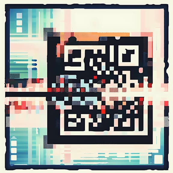 Distorted QR Code Glitch Art Pixelated Digital Abstract Design Stock ...