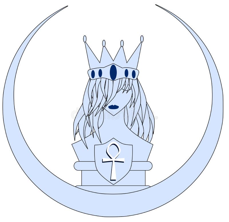 Stylized Queen with Ankh and Moon Stock Vector - Illustration of egypt ...