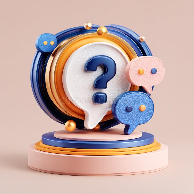 Stylized Question Mark Inside Speech Bubbles and Abstract Shapes Stock ...