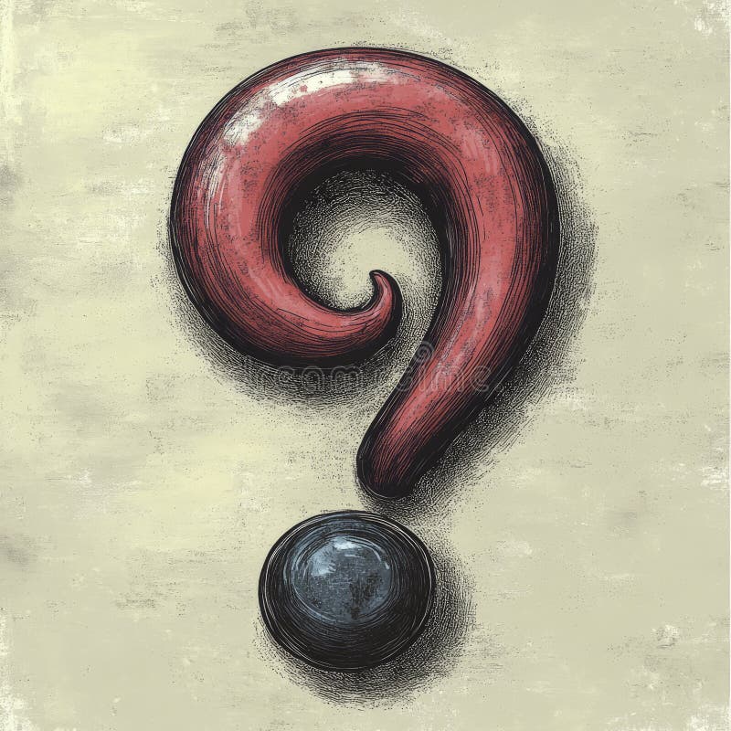 Stylized Question Mark with Textured Rendering in Pink and Teal on ...