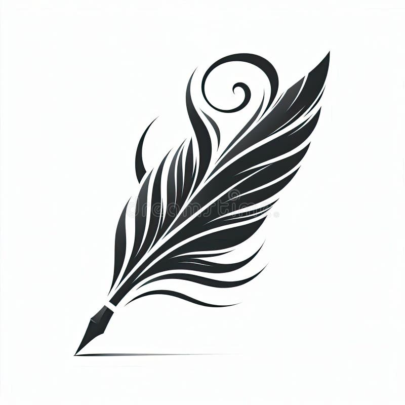 Stylized Quill Drawing with Artistic Shape Stock Illustration ...