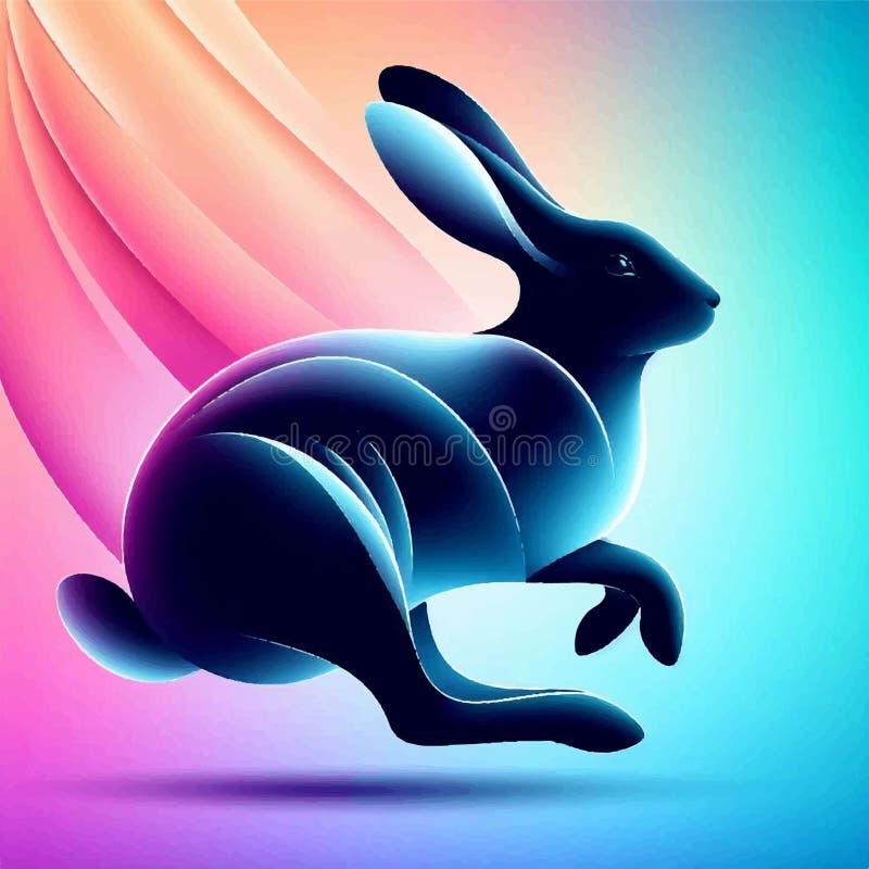 Stylized Rabbit Illustration in Motion with Vibrant Color Gradient ...