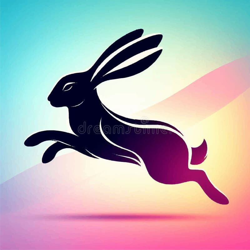 Stylized Rabbit Illustration in Motion with Vibrant Color Gradient ...