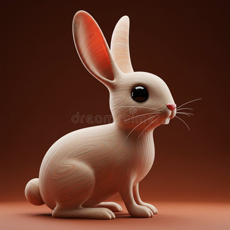 Stylized Rabbit Sculpture with Sleek, Smooth Curves and a Glossy Finish ...