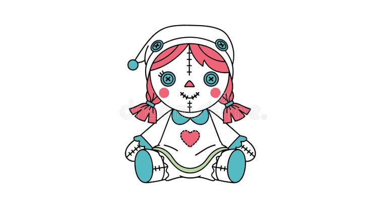 Stylized Rag Doll Illustration in Flat Minimalist Vector Design with ...