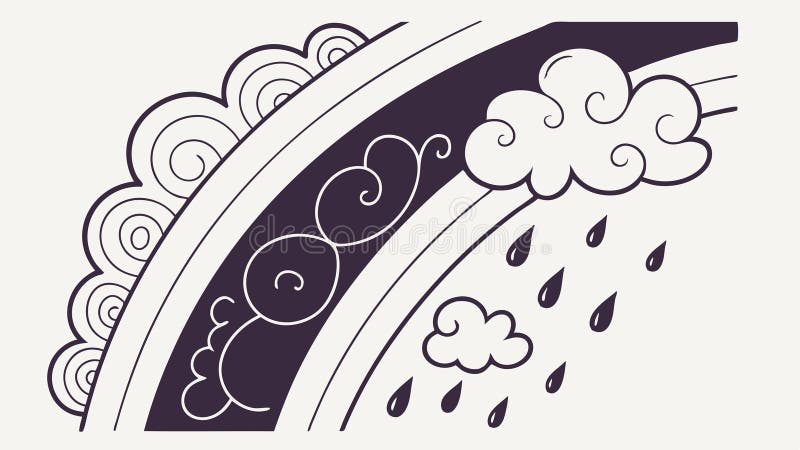 Stylized Rain Cloud with Raindrops in a Corner Design, Vector Design ...