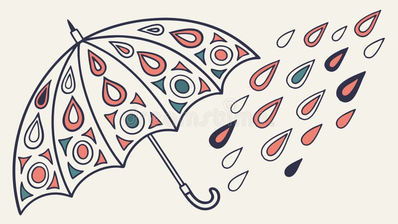 Stylized Rain Vector Illustration with Leaves, Vector Design Generative ...