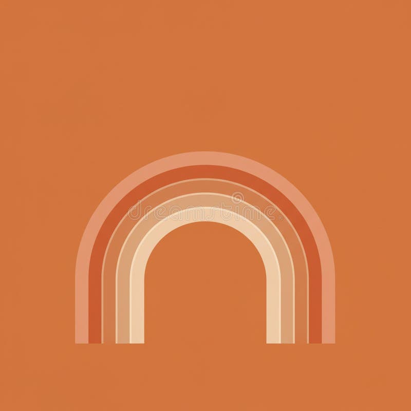 Stylized Rainbow Design on a Warm Orange Background. Composed of Semi ...