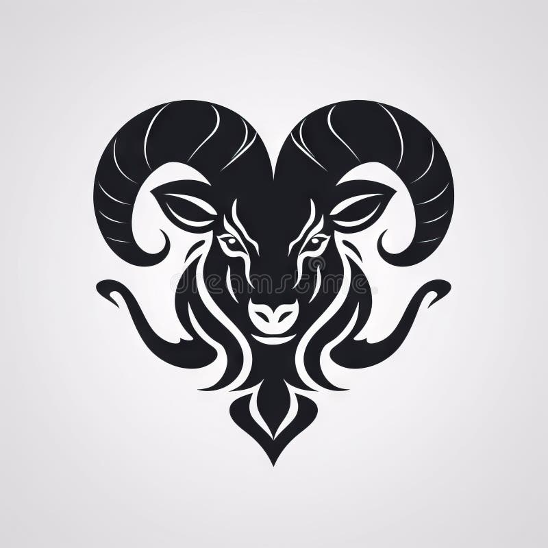 Stylized Ram Head with Curled Horns Stock Illustration - Illustration ...
