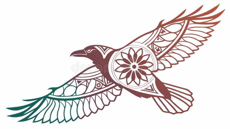 Stylized Raven in Flight Vector Illustration, Vector Design Generative ...