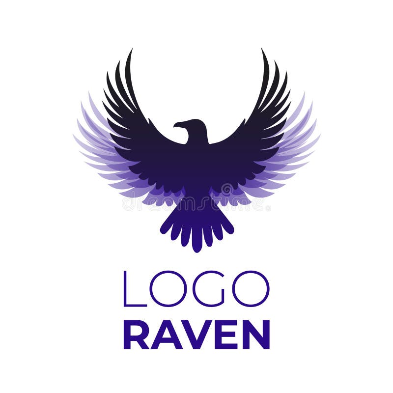 Stylized Raven Icon Image Logo, Symbol or Mark Isolated on White ...