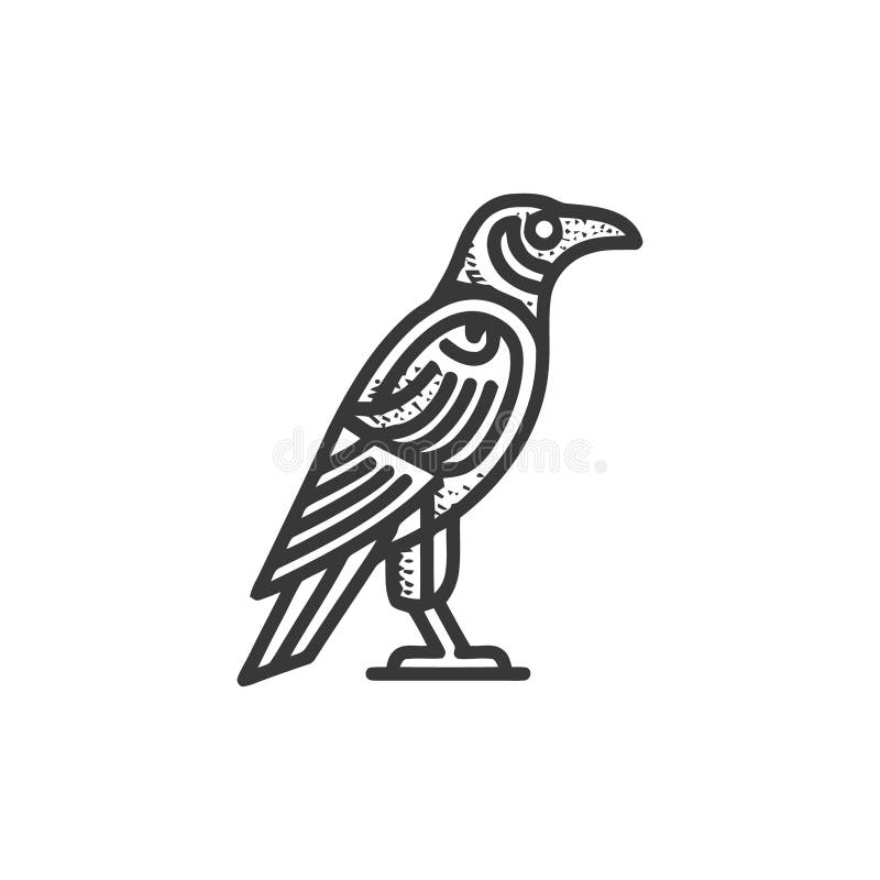 Stylized Raven Bird, Geometric Line Art Illustration Stock Vector ...