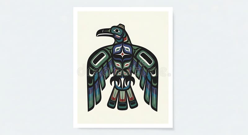 Stylized Raven Illustration in the Pacific Northwest Coast Indigenous ...