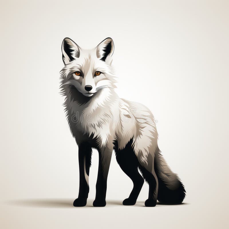 Stylized Realism: Vibrant Cartoonish Fox on Light Background Stock ...