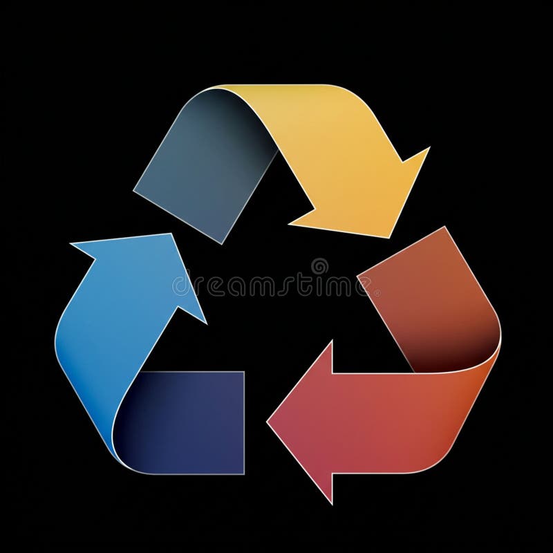A Stylized Recycling Symbol Featuring Three 3D Arrows in a Circular ...