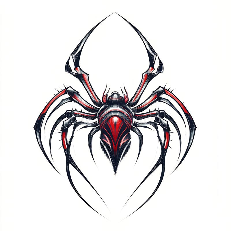 Stylized Red and Black Spider Illustration Perfect for Tattoo Designs ...