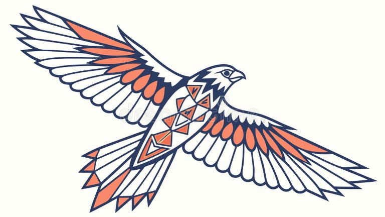 Stylized Red and Blue Hawk Bird in a Flying Pose Vector Design ...