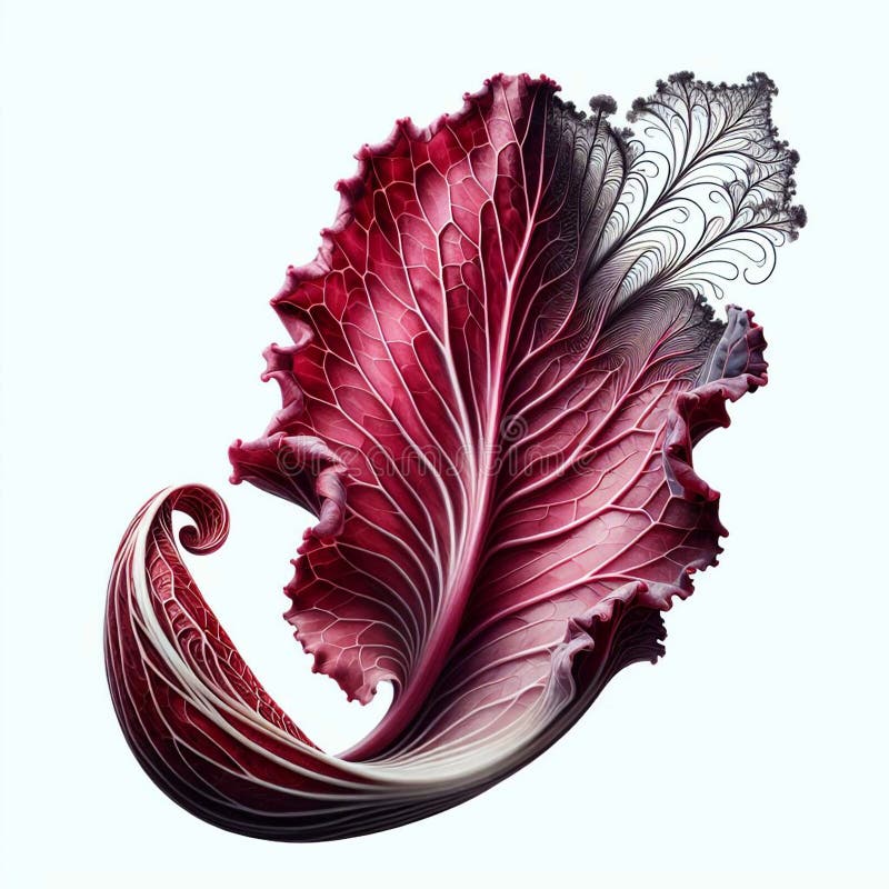 Stylized Red Cabbage Leaf in Swirling Sculptural Form. Stock ...