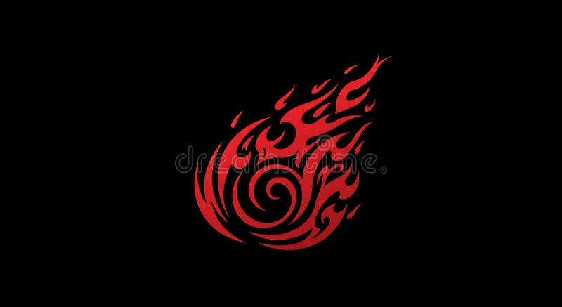Stylized Red Flaming Design on a Black Background. the Abstract Shape ...