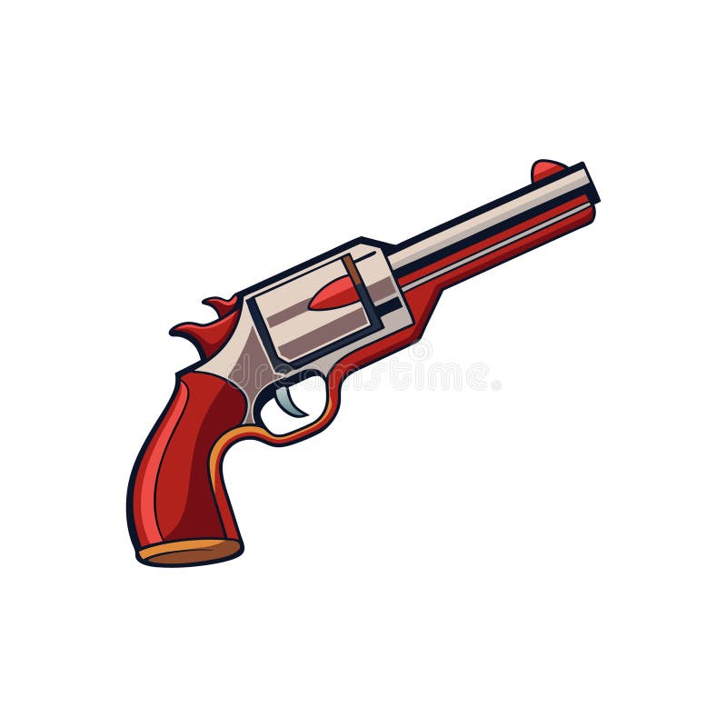 Stylized Red and Grey Revolver on a White Background Stock Photo ...