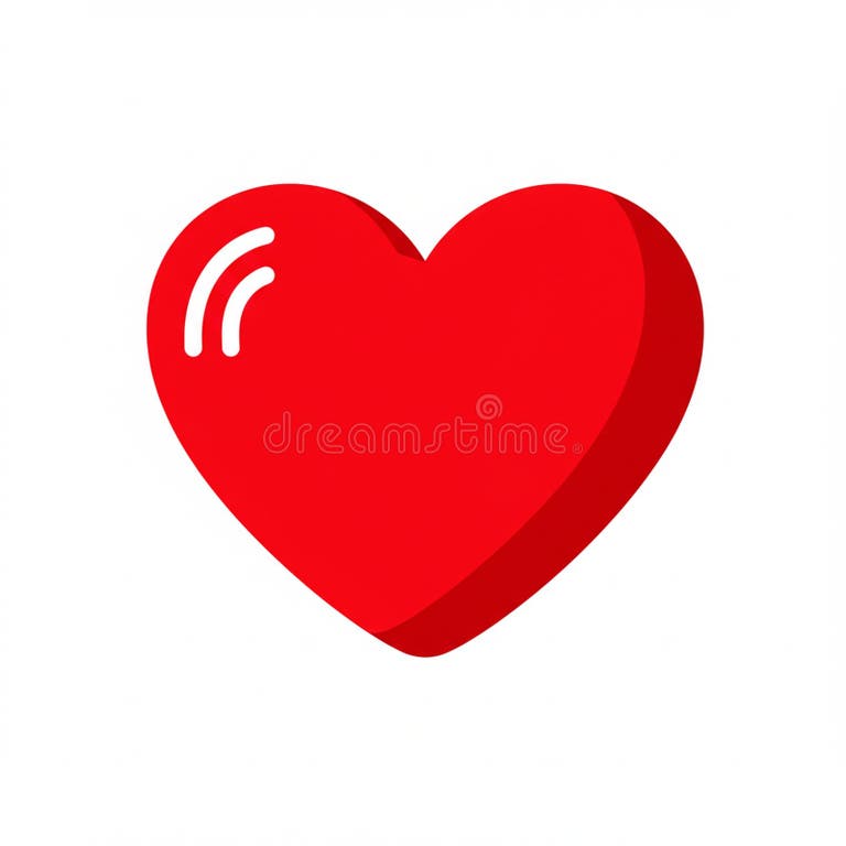 A Stylized Red Heart Emoji with a Glossy Appearance. it Features a ...