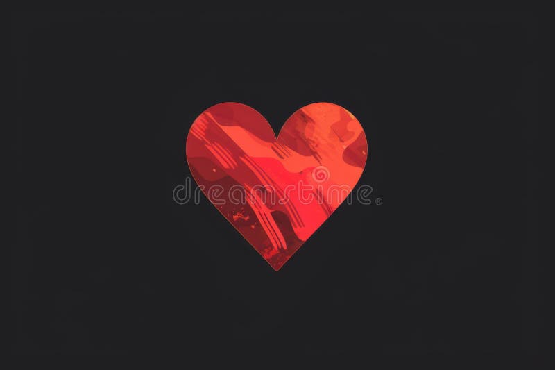 Stylized Red Heart Icon with Gradient Shading on a Dark Circular ...