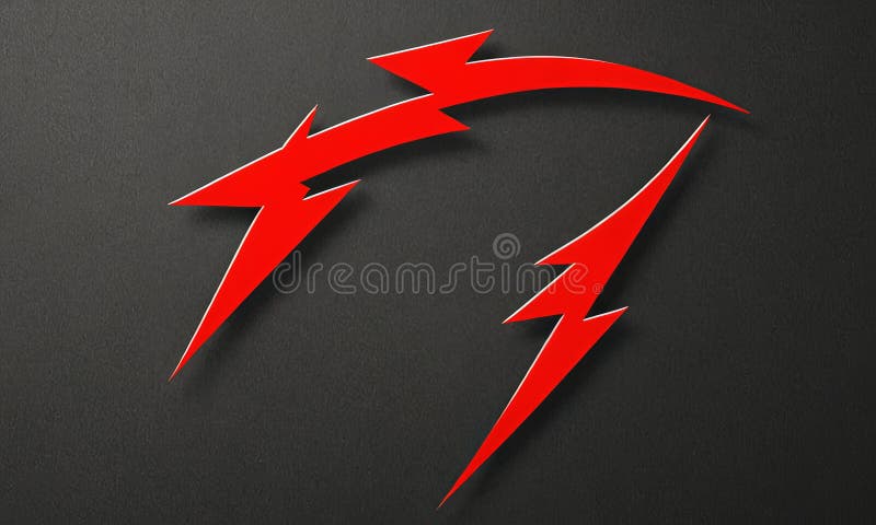 Stylized Red Lightning Bolt with Curved Shape and Two Sharp Points is ...